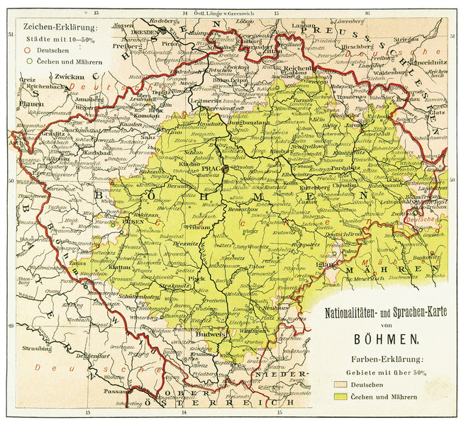 Map of the nationalities and languages of Bohemia, from Prof. Anton Leo ...